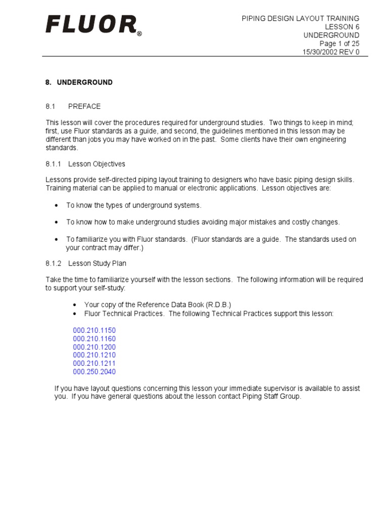 Fluor Piping Design Layout Training Les08 - Underground | PDF | Storm ...