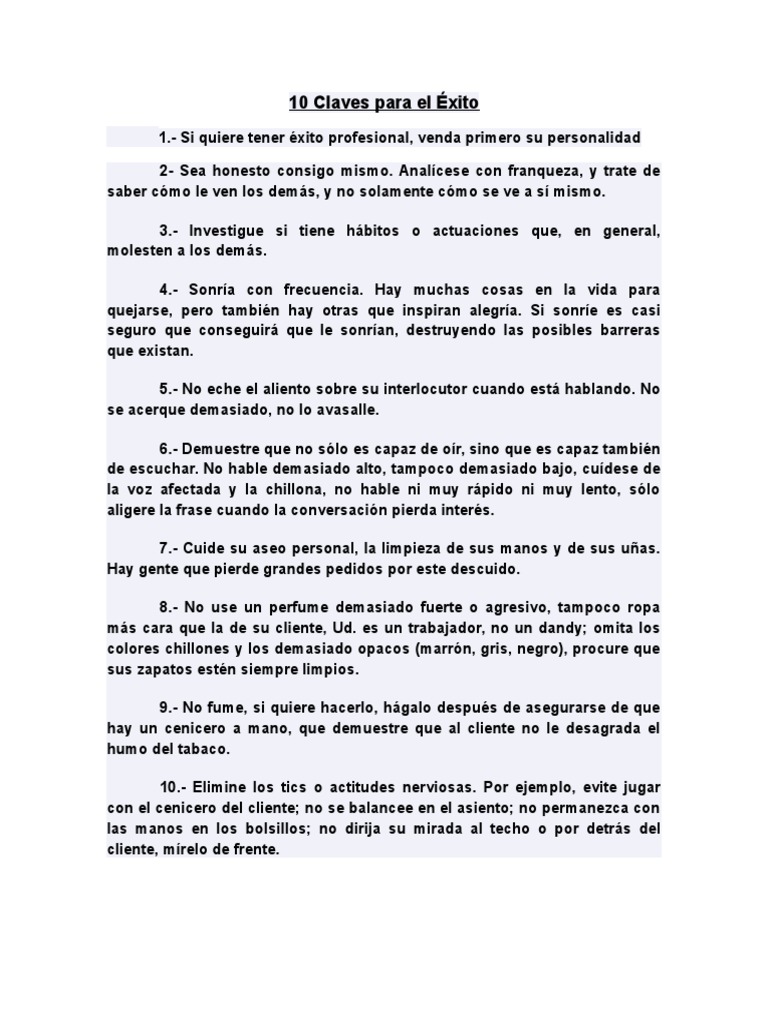 10 Claves para El Éxito | PDF