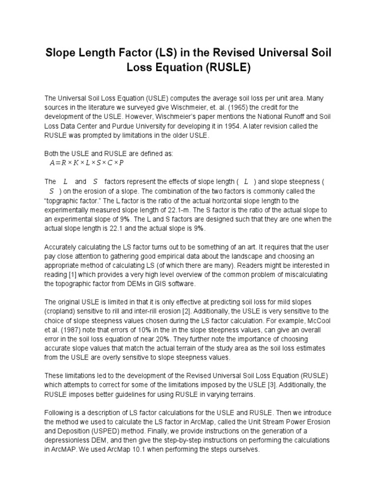 Ls Factor in Rusle | PDF | Slope | Teaching Mathematics