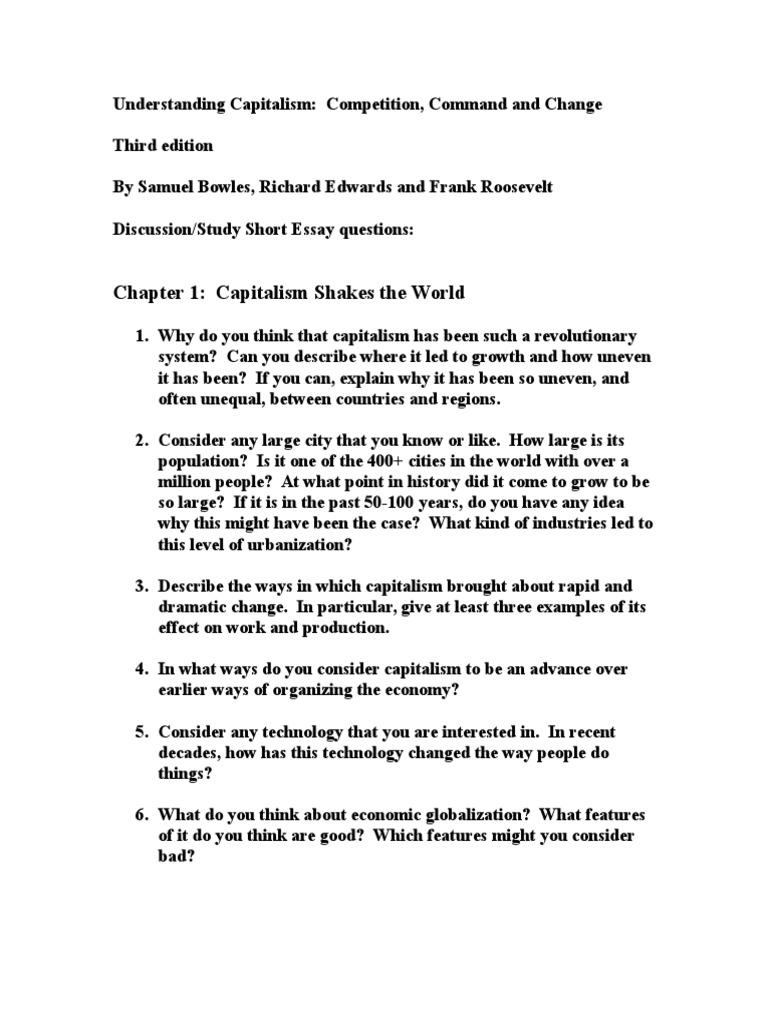 Understanding Capitalism Study Questions | PDF | Capitalism | Labour ...