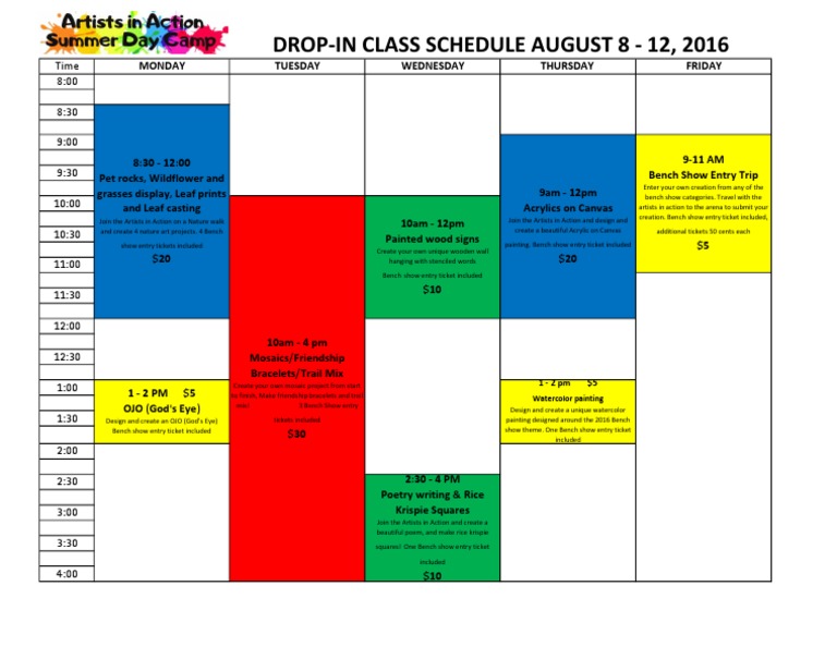 Drop in Activity Schedule | PDF | Social Science
