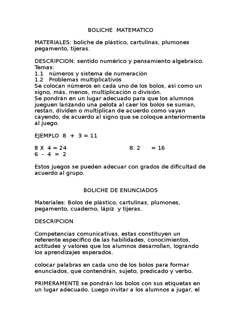 Boliche Matematico | PDF