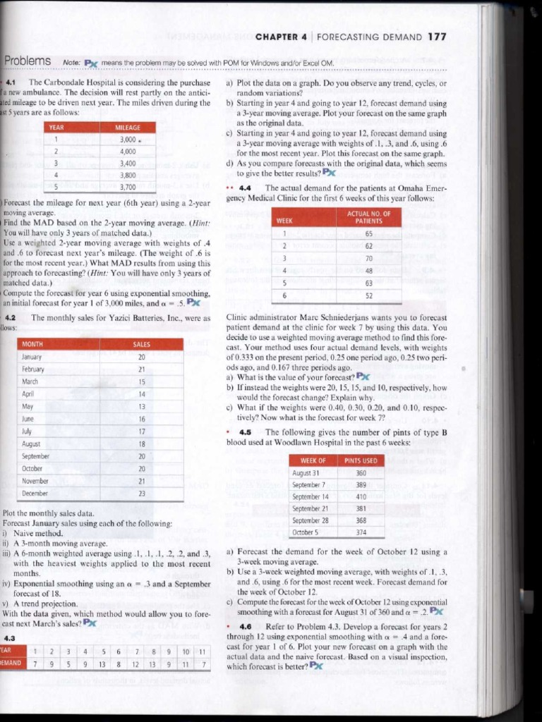 Chapter 4 - Tutorial Sheet On Forecasting | Download Free PDF | Moving Average | Forecasting