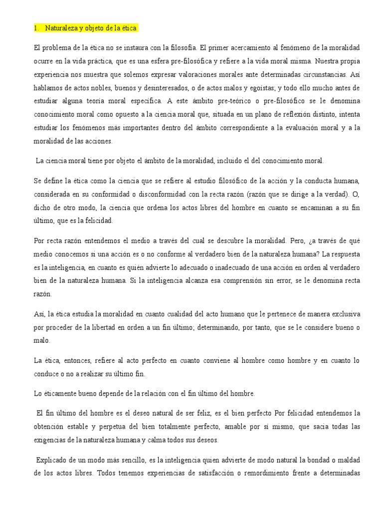 Naturaleza y Objeto de La Ética | PDF | Moralidad | Science