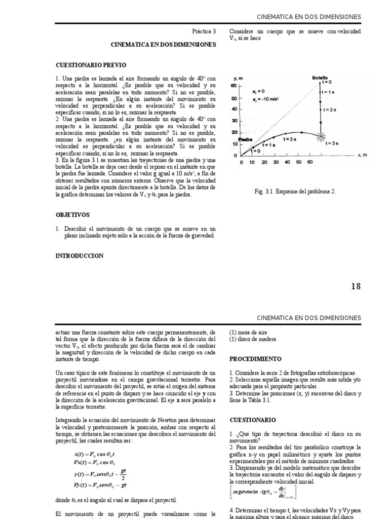 Practica - 3 - Cinematica en Dos Dimensiones | PDF | Movimiento (física) | Velocidad