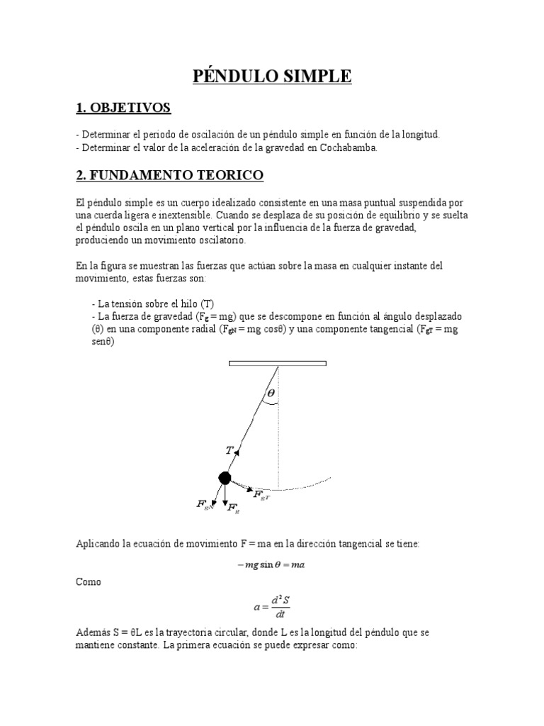 LAB - 3 - Péndulo Simple | PDF | Péndulo | Dinámica (Mecánica)