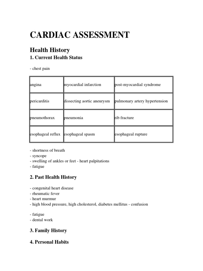 Cardiac Assessment | PDF | Heart | Cardiovascular Diseases
