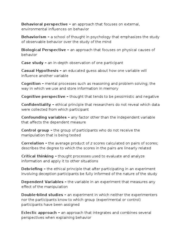 Psych Chapter 1 Review | PDF | Experiment | Psychology