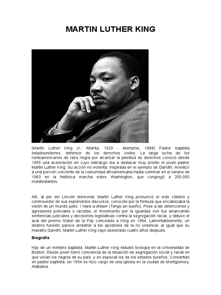 Resumen Sobre Martin Luther King PASAJES Librería Internacional: Un