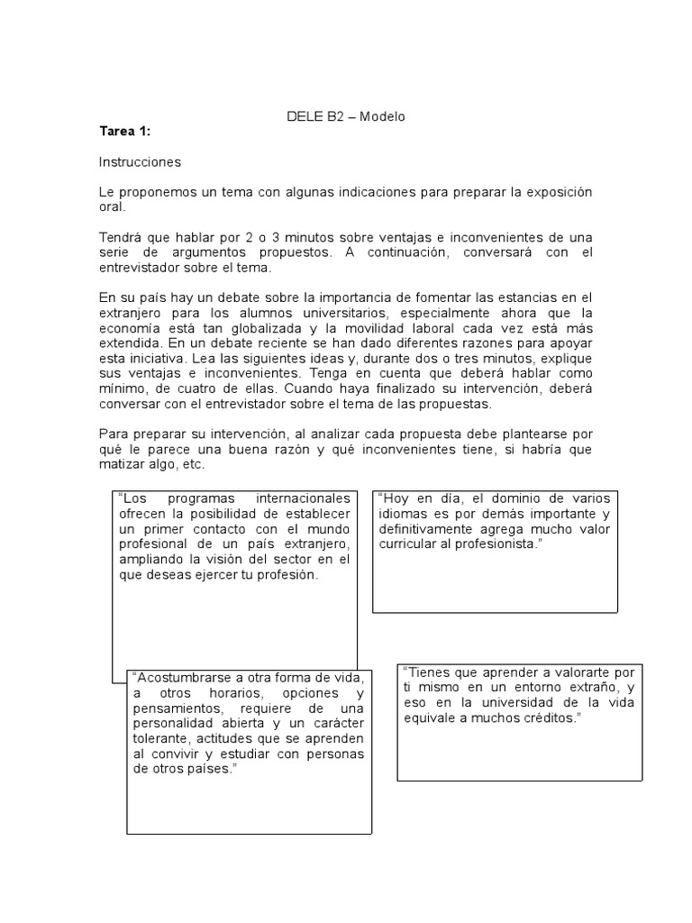 DELE B2 Modelo | PDF | Idioma en Inglés | Lengua española
