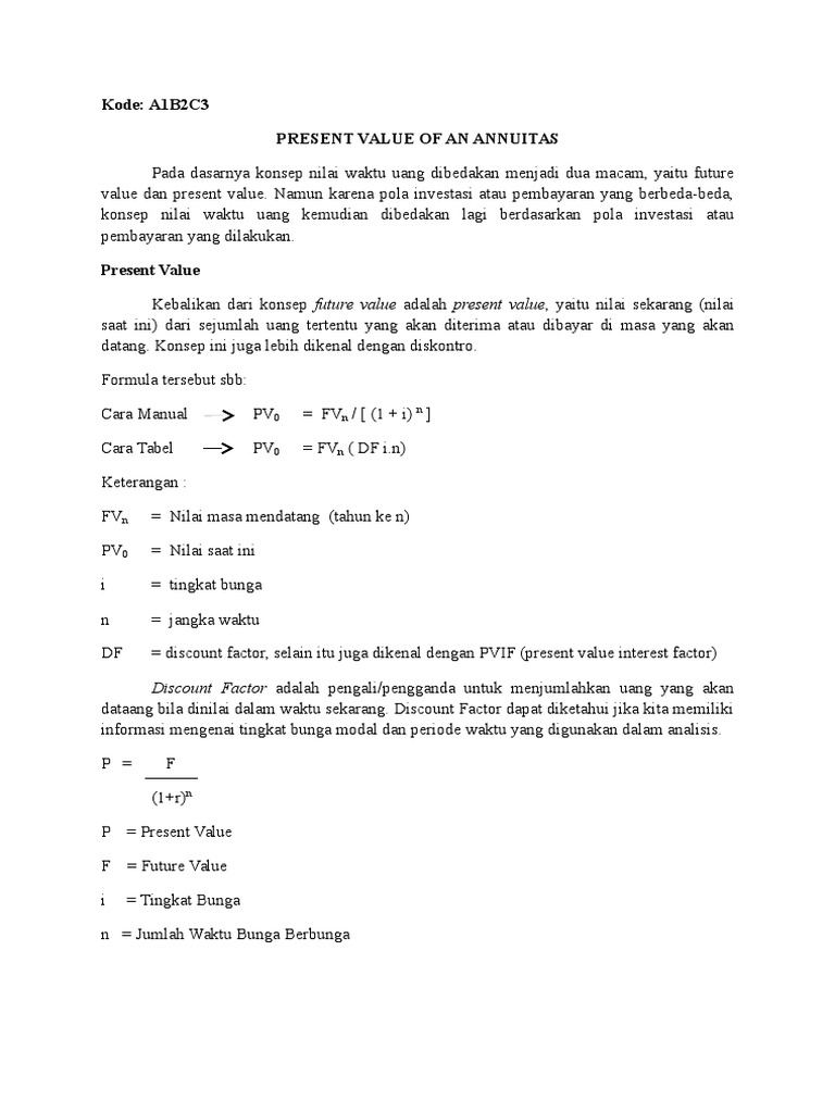 Rumus dan Contoh Present Value Anuitas | PDF