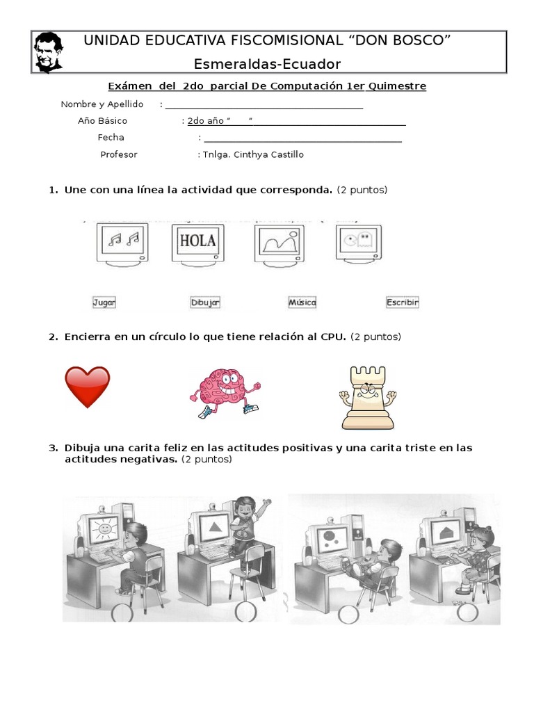 Examen de Computación 2do Año Básico | PDF