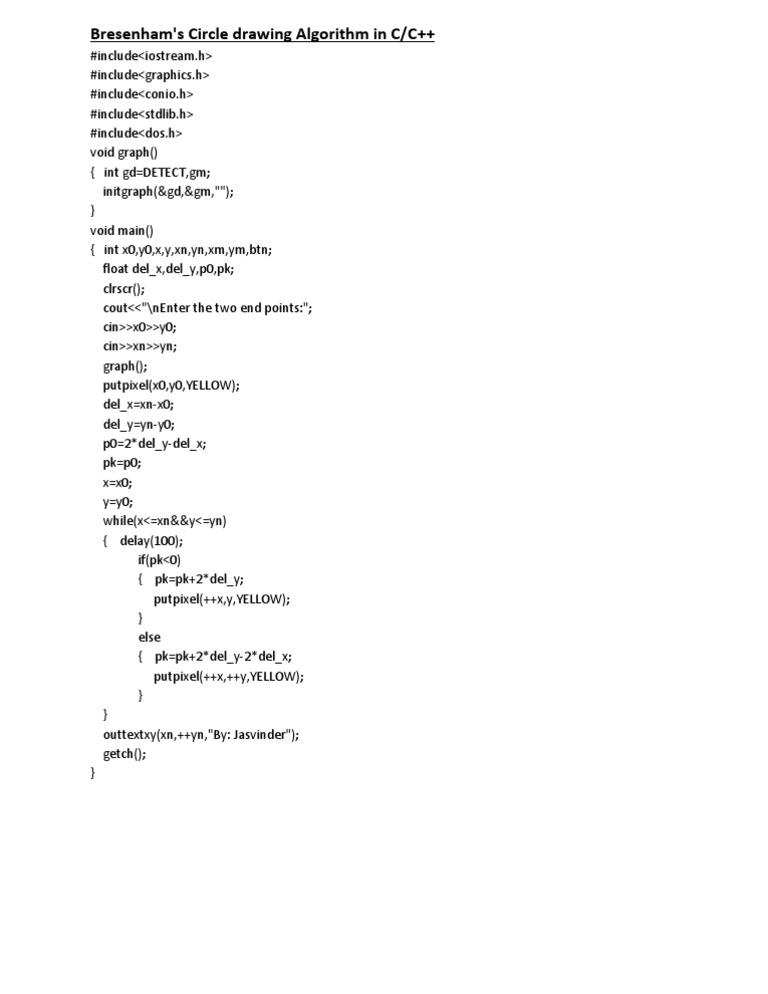 Bresenham Line Drawing Algorithm | PDF