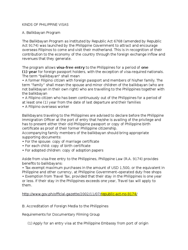 Kinds of Philippine Visas | PDF | Travel Visa | Passport