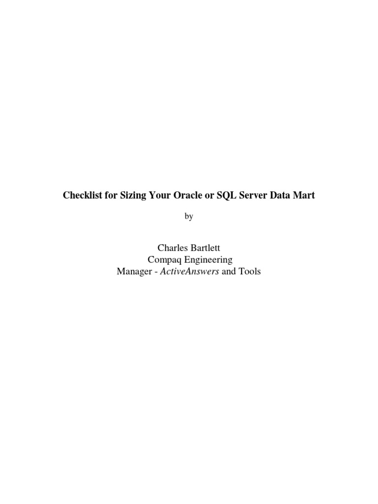 Checklist Sizing Oracle Datamart Pdf Microsoft Sql Server Databases