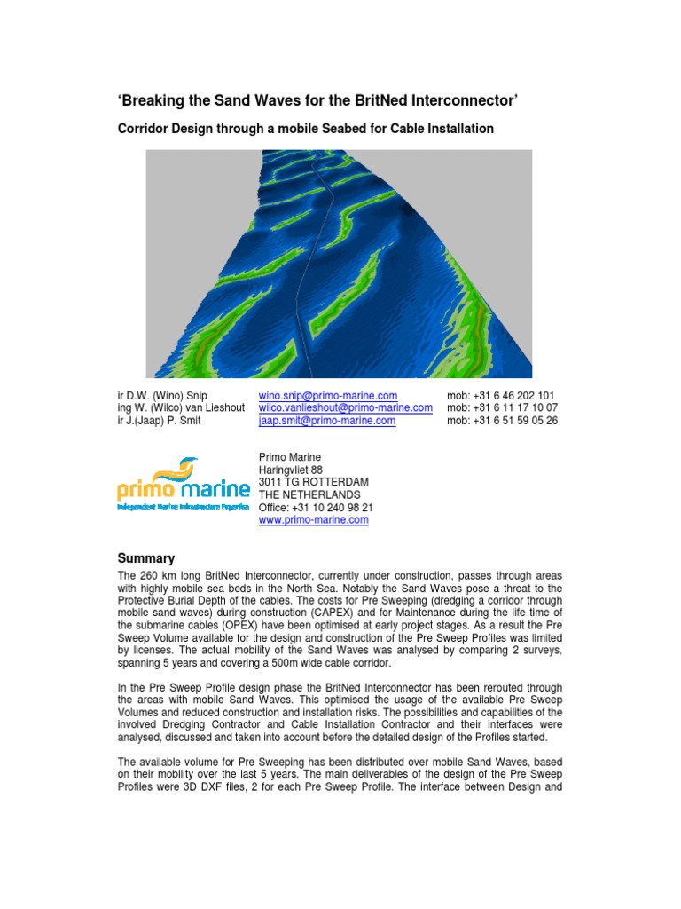 Breaking The Sand Waves For The BritNed Interconnector | PDF | Dredging | Nature