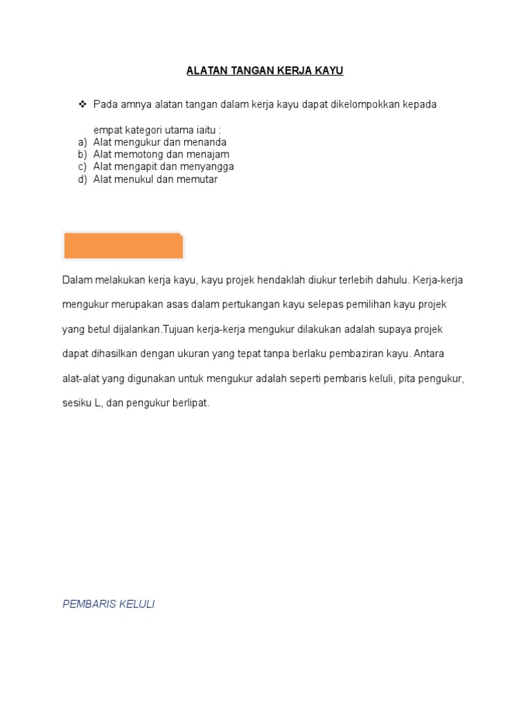 Alatan Tangan Kerja Kayu | PDF