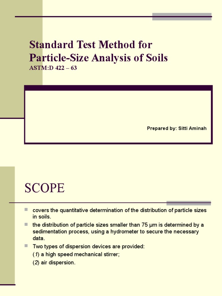 Particle Size Analysis Soils Hydrometer Method | PDF | Water ...