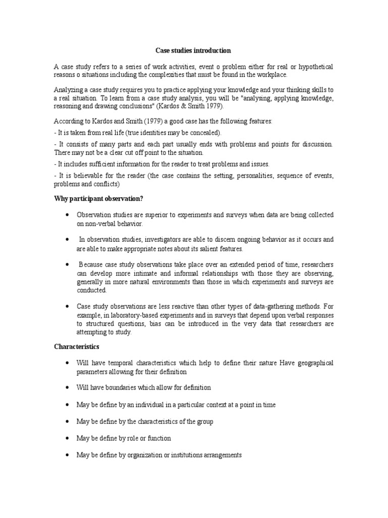 Case Studies | PDF | Case Study | Observation