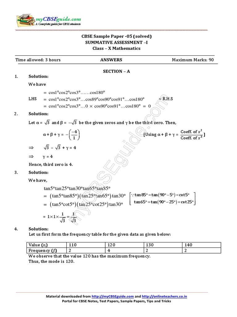 2016 10 SP Mathematics Sa1 Solved 05 Sol Ikdd | PDF | Geometry ...