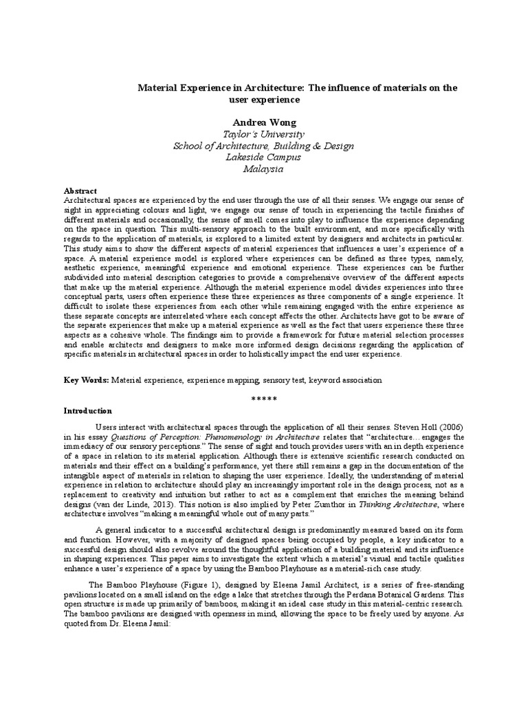 Material Experience in Architecture | PDF | Science & Mathematics