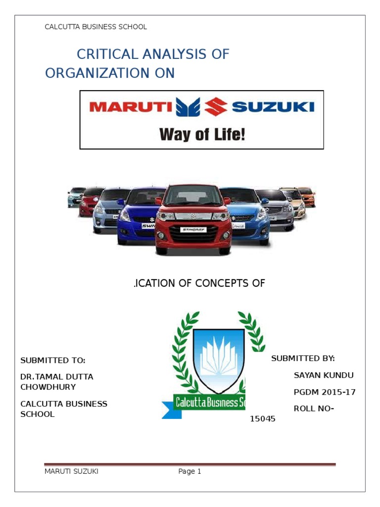 Analysis of Maruti Suzuki's Operations and Strategy through Porter's ...