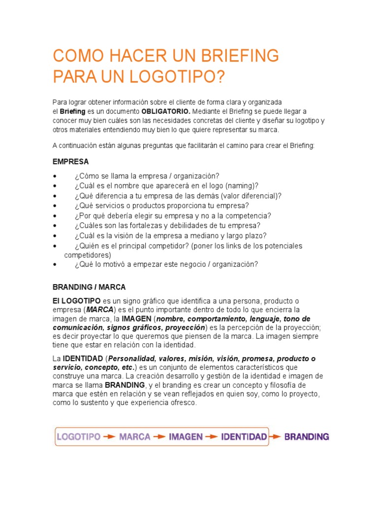 Cómo Crear un Brief para un Logotipo | PDF | Gestión de la marca | Marca