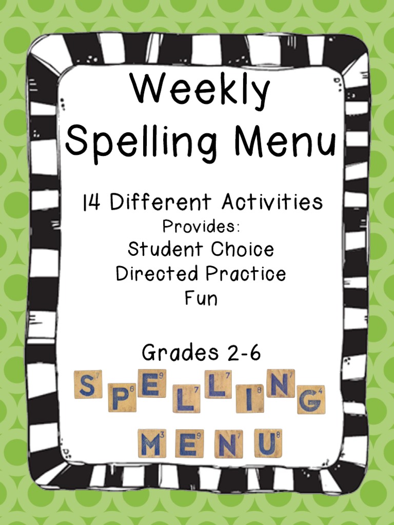 Year Long Spelling Menu | PDF | Crossword | Word Search