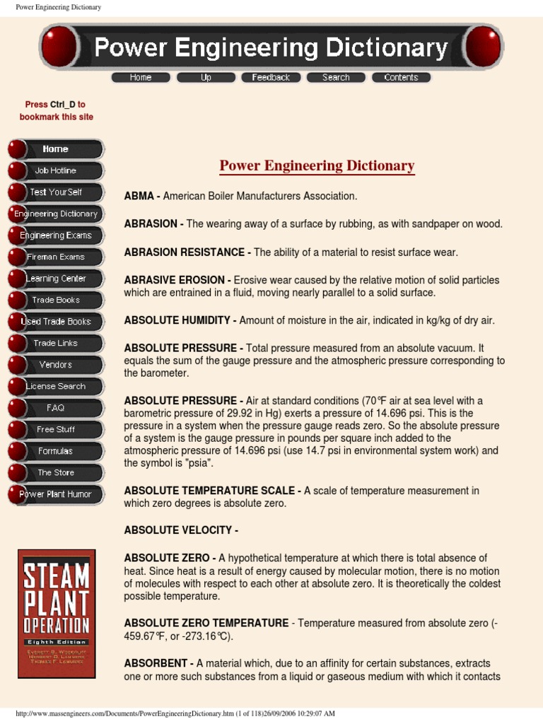 Power Engineering Dictionary | PDF | Bearing (Mechanical) | Carbon Dioxide