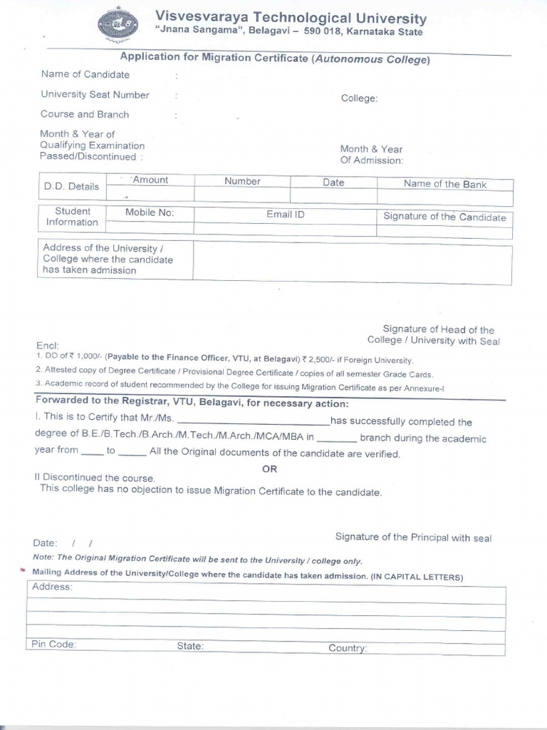Migration Certificate PDF | PDF