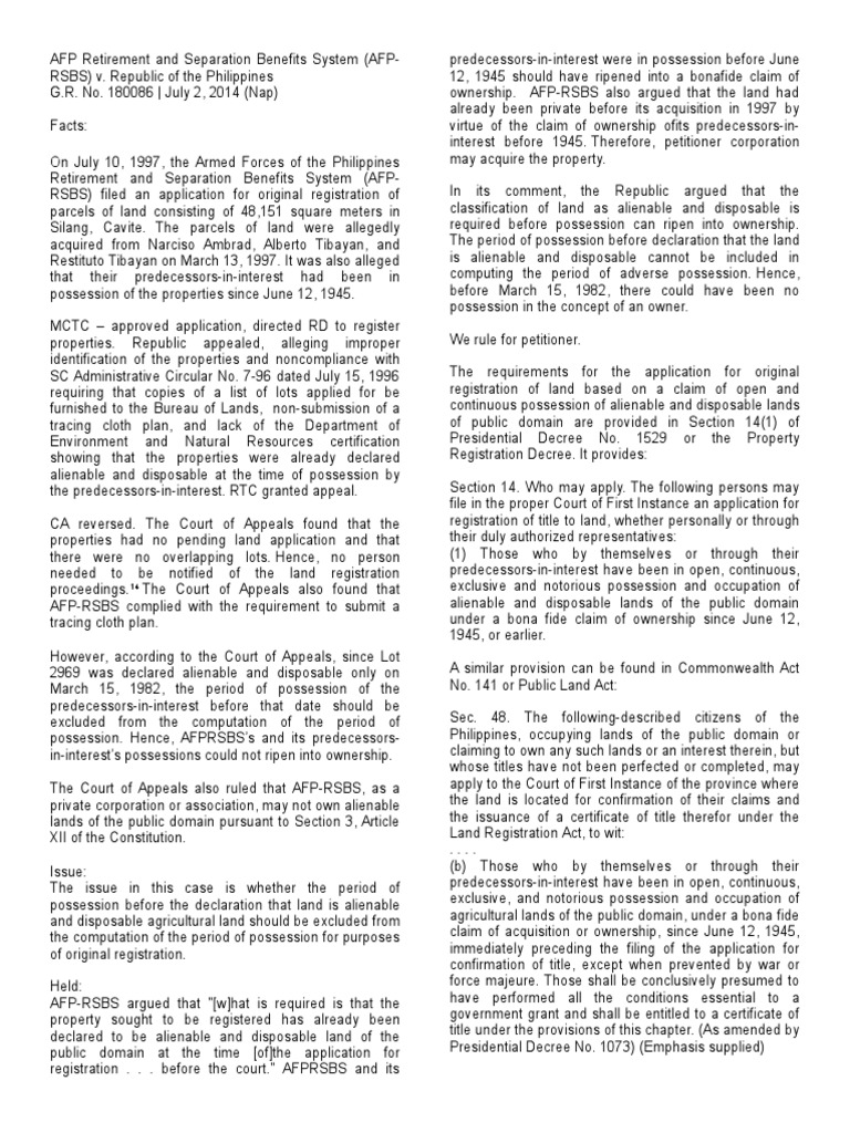 AFP Retirement and Separation Benefits System v. Republic | PDF ...