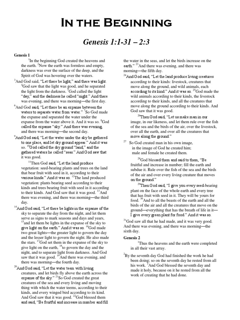 Lesson 1 in The Beginning | PDF | Genesis Creation Narrative | Sky