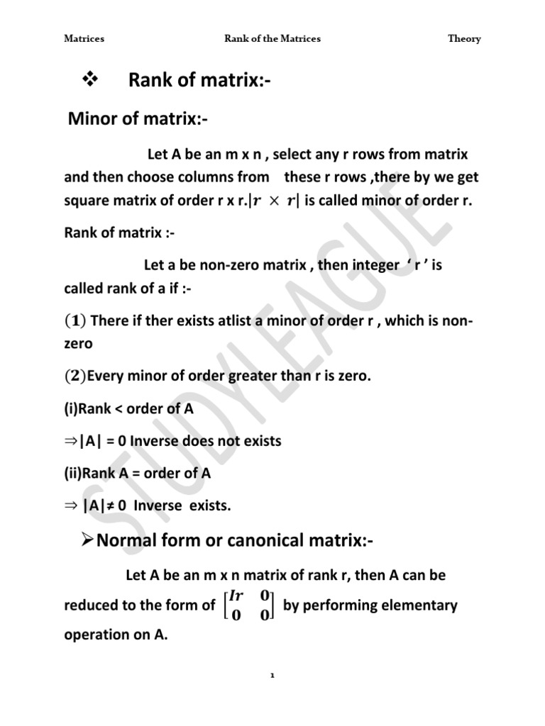 2.rank of Matrix - PAQ Form, Normal Form | PDF