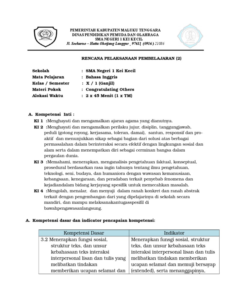 RPP 2 Selamat Bersayap-Fix | PDF