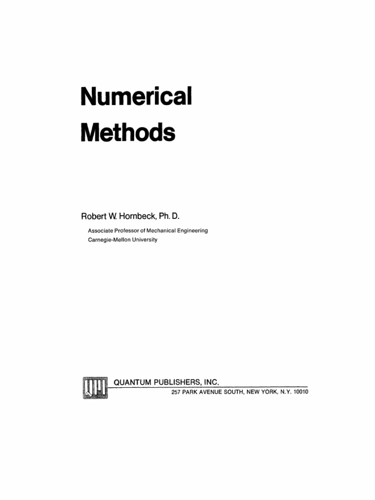Numerical Methods, Robert W. Hornbeck PDF | PDF