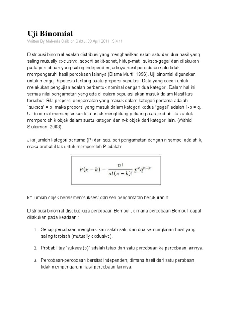 Uji Binomial | PDF