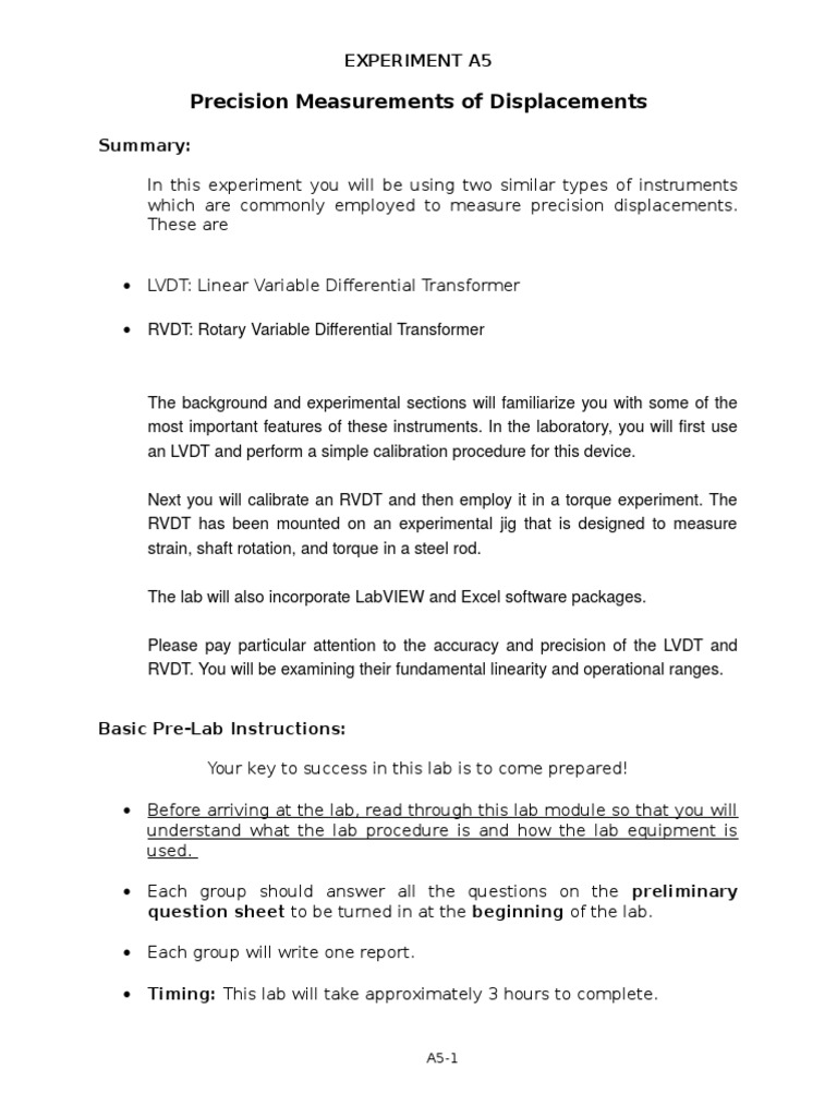 A5 EXPERIMENT LVDT and RVDT | PDF | Electrical Engineering ...