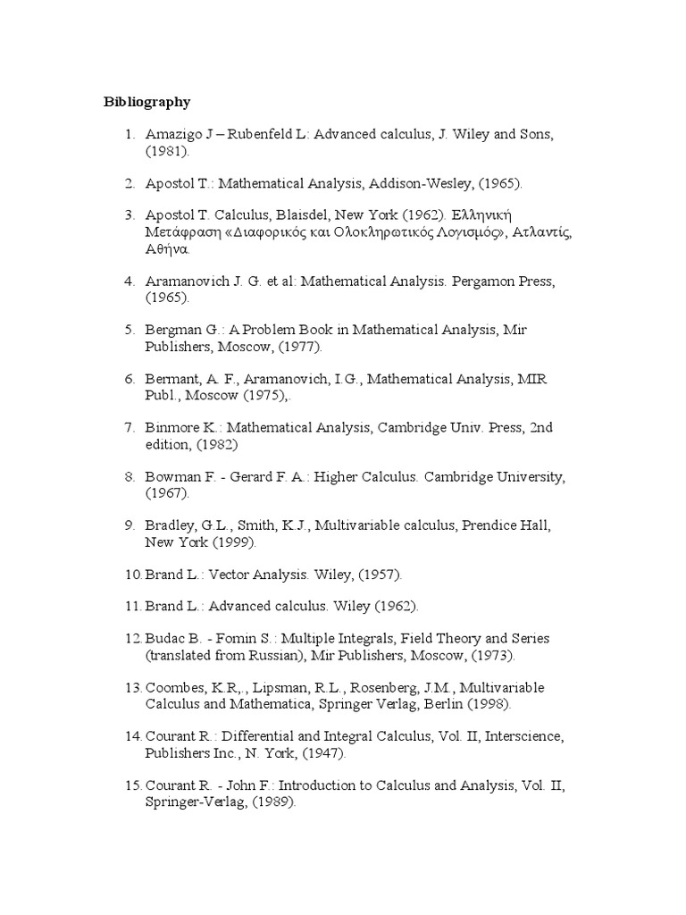 Bibliography Analysis | PDF | Vector Calculus | Mathematical Analysis