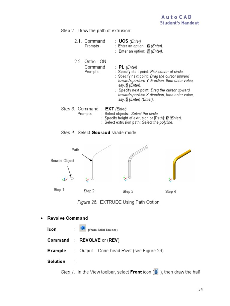 Student's Handout: Step 2. Draw The Path of Extrusion: 2.1. Command ...