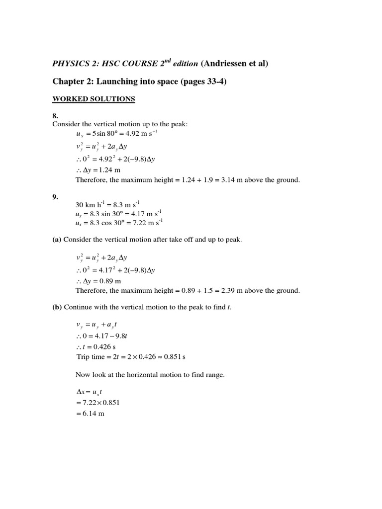 Jacaranda Physics Worked Solutions | PDF | Dynamics (Mechanics) | Physical Quantities