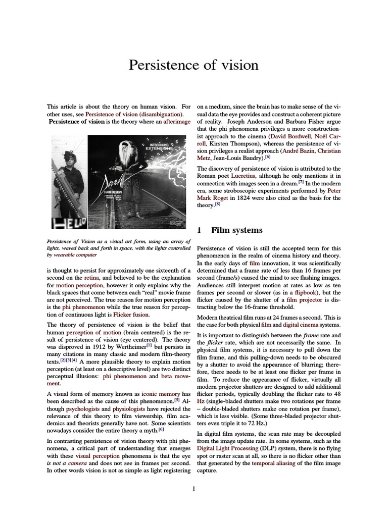 Understanding Persistence of Vision | PDF | Vision | Filmmaking