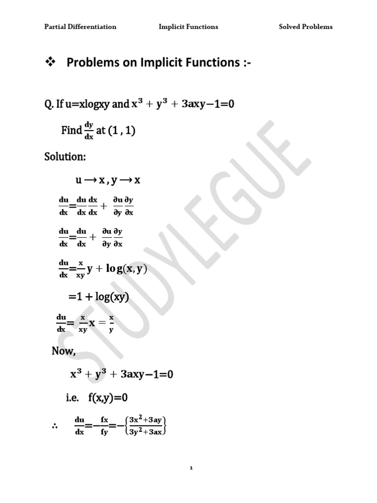 3.problems On Implicit Functions | PDF | Functional Analysis ...