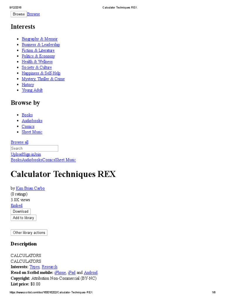 Calculator Techniques REX: Interests | PDF | Teaching Mathematics