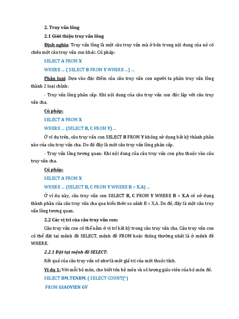 CSDL Lab5 Truy Van Long | PDF