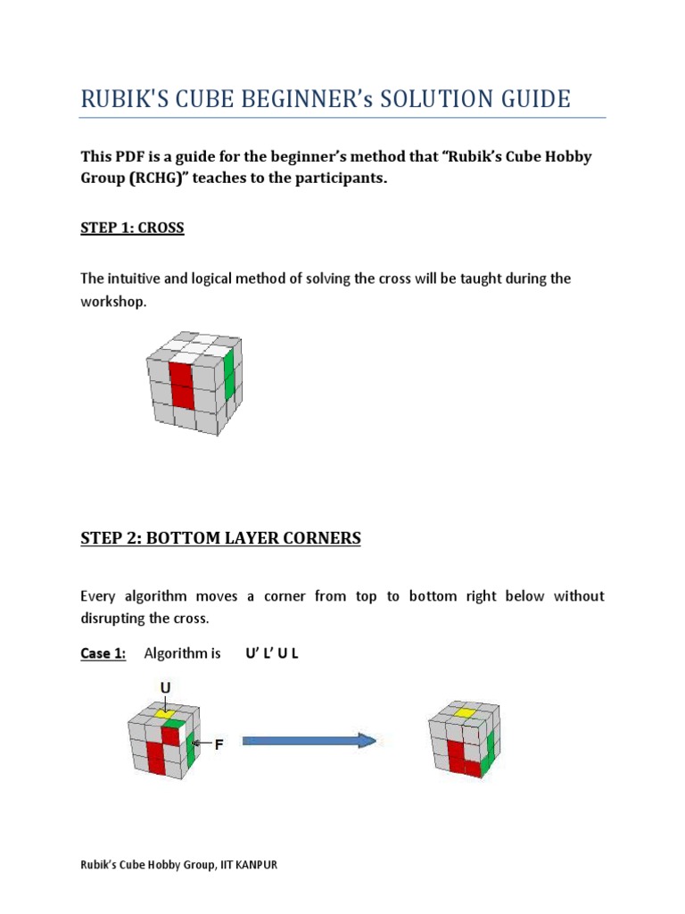 Rubik Beginner Method | PDF | Theoretical Computer Science | Algorithms ...