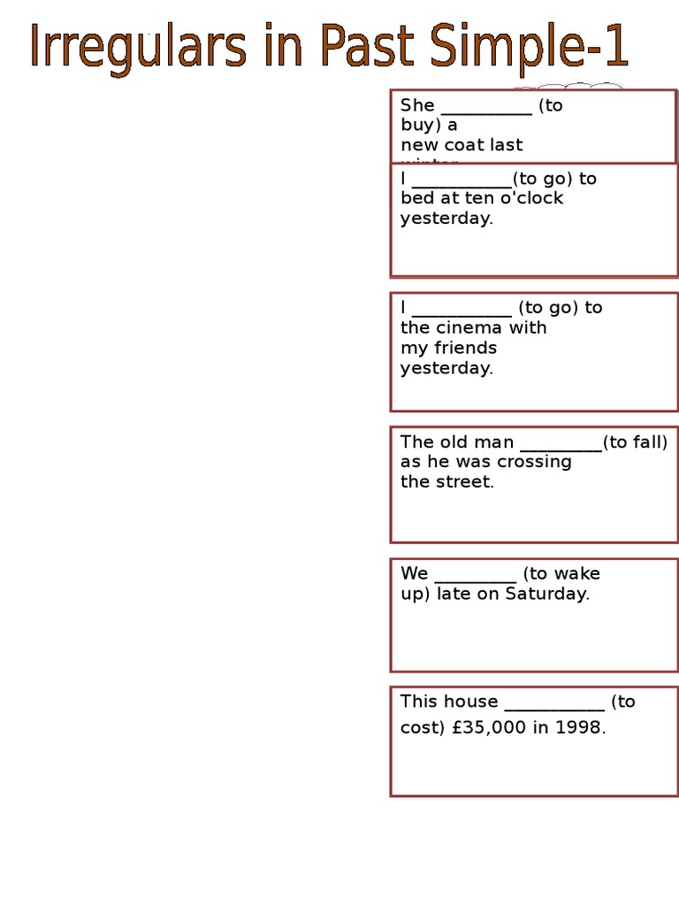 Irregulars in Past Simple Flashcards 1 | PDF | Language Arts & Discipline