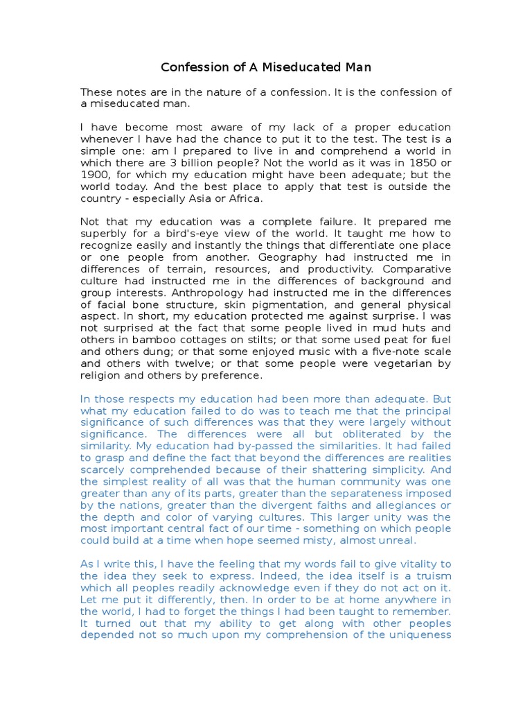 Confession of A Miseducated Man | PDF | Religion And Belief