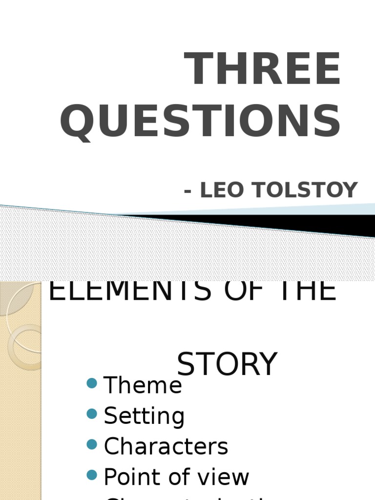 "Three Questions" Story Analysis | PDF