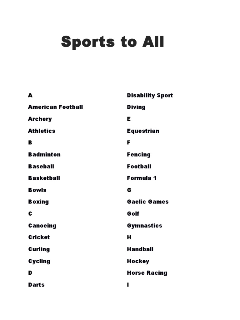 Comprehensive Sports Directory List | PDF | Sports & Recreation