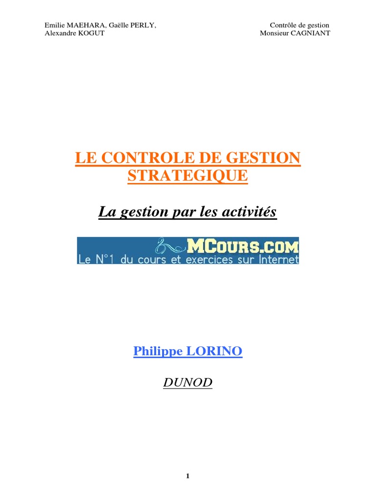Le Controle de Gestion Strategique PDF | PDF